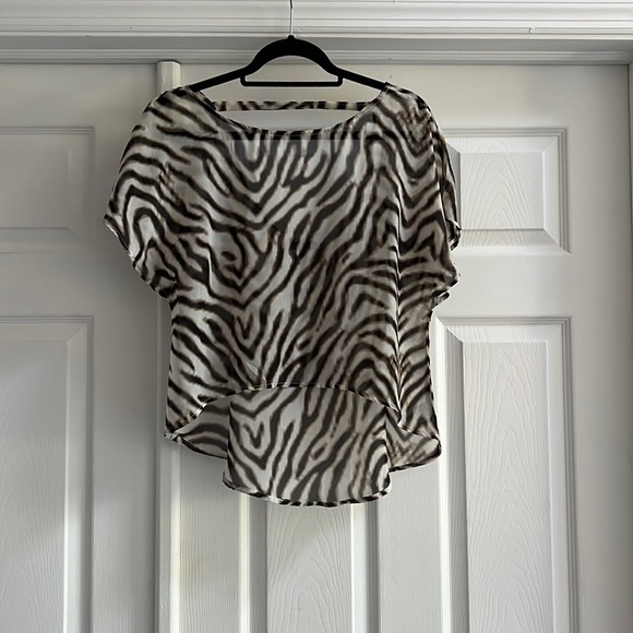 Tops | Zebra Print Sheer Top | Poshmark